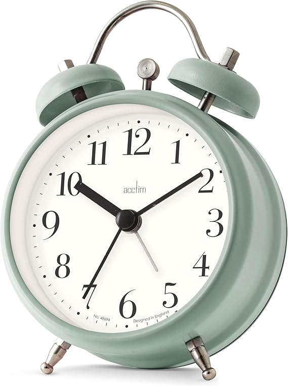 Shefford Analogue Alarm Clock (Sage) 13cm – TickTockClocks