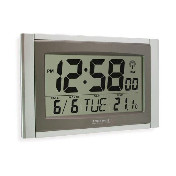 Stratus Digital Wall Clock (Silver) 27cm – TickTockClocks